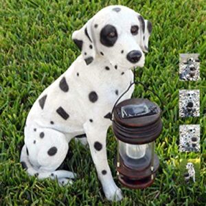 A-FFORDABLE Outdoor Garden Yard Landscape Dalmatian Dog with Lantern Solar LED Light Perfect for Christmas Gift, Holiday Gift