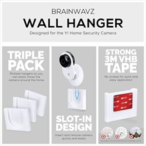 Wall Mount for YI Home (3 Pack) Security Camera - Adhesive Holder, No Hassle Bracket, Strong 3M VHB Tape, No Screws, No Mess Install (White) by Brainwavz