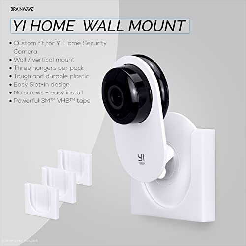 Wall Mount for YI Home (3 Pack) Security Camera - Adhesive Holder, No Hassle Bracket, Strong 3M VHB Tape, No Screws, No Mess Install (White) by Brainwavz