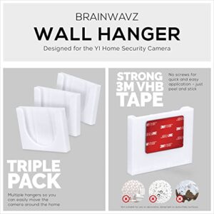 Wall Mount for YI Home (3 Pack) Security Camera - Adhesive Holder, No Hassle Bracket, Strong 3M VHB Tape, No Screws, No Mess Install (White) by Brainwavz