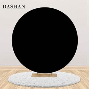 DASHAN Pure Black 7.2x7.2ft Polyester Round Backdrop Black Theme Photography Background Adult Men Boy Anniversary Party Birthday Party Banquet Activities Decoration Photo Booth Props Banner Supplies