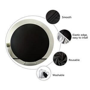 DASHAN Pure Black 7.2x7.2ft Polyester Round Backdrop Black Theme Photography Background Adult Men Boy Anniversary Party Birthday Party Banquet Activities Decoration Photo Booth Props Banner Supplies