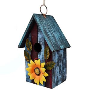 wooden bird houses for outside hanging garden patio decorative bird houses outdoor hand painted birdhouse for small bird finch cardinal spring birdhouse