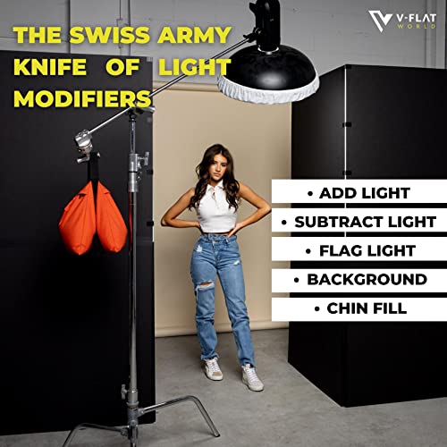 V-FLAT WORLD Foldable V-Flat Light Reflector for Photography - 10-in-1 Portable Photography Reflector, Multi-Use Light Diffuser Panels - Includes Carrying Bag, Folded Size 40" x 40" x 2" - Pack of 2