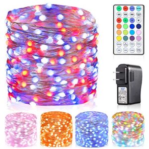 krislait color changing fairy lights for bedroom with remote usb plug in transformer rgb fairy string light outdoor for christmas tree, wedding, porch, deck, ceiling, garden, tapestry 66 ft 200 led