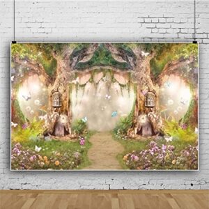 Leowefowa 10x6.5ft Enchanted Forest Backdrop Fairy Tale Forest Enchanted Garden Photography Background for Girl 1st Birthday Baby Shower Party Photoshoots Newborn Kids Children Cake Smash Studio Props