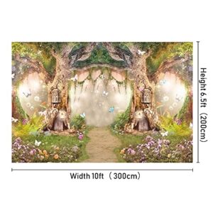 Leowefowa 10x6.5ft Enchanted Forest Backdrop Fairy Tale Forest Enchanted Garden Photography Background for Girl 1st Birthday Baby Shower Party Photoshoots Newborn Kids Children Cake Smash Studio Props