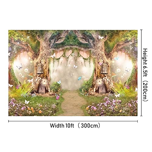 Leowefowa 10x6.5ft Enchanted Forest Backdrop Fairy Tale Forest Enchanted Garden Photography Background for Girl 1st Birthday Baby Shower Party Photoshoots Newborn Kids Children Cake Smash Studio Props