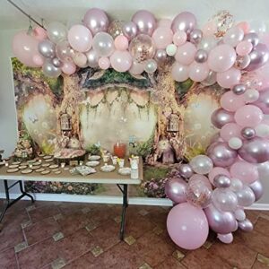 Leowefowa 10x6.5ft Enchanted Forest Backdrop Fairy Tale Forest Enchanted Garden Photography Background for Girl 1st Birthday Baby Shower Party Photoshoots Newborn Kids Children Cake Smash Studio Props