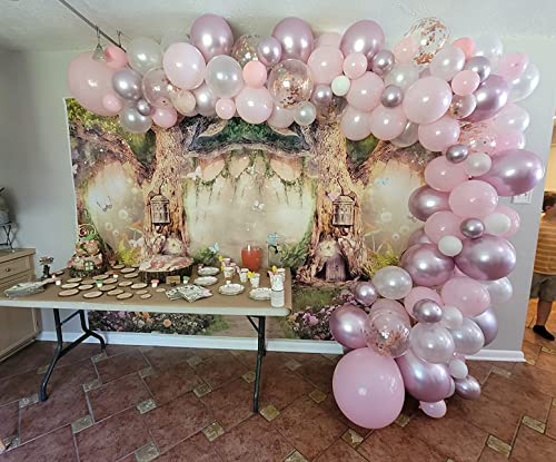 Leowefowa 10x6.5ft Enchanted Forest Backdrop Fairy Tale Forest Enchanted Garden Photography Background for Girl 1st Birthday Baby Shower Party Photoshoots Newborn Kids Children Cake Smash Studio Props