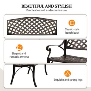 VINGLI 40.5" Patio Garden Bench,Anti- Rust Cast Iron Cast Aluminum Frame for Outdoor Path Yard Lawn Work Entryway Decor Deck,Bronze