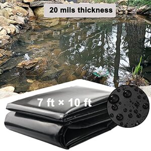 Inslat 20 Mil Pond Liner, 7x10 Ft Pond HDPE Skins Small Fish Pond Liners Rubber Pond Tarp Easy Cutting Underlayment for Fountains, Waterfall & Water Gardens