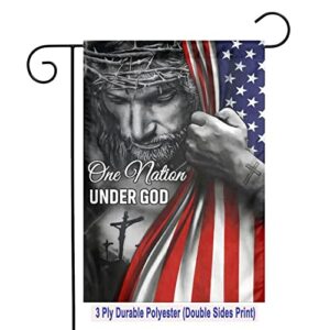 one nation under god flag jesus american flag for outdoor double sides print 3ply durable polyester christian house home flags 12×18 inch outside decor