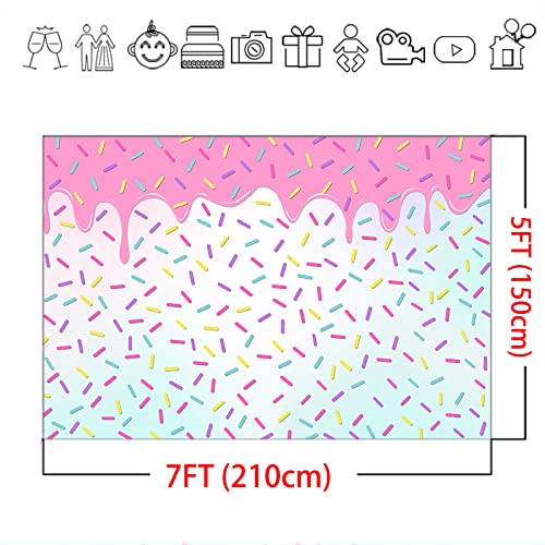 Mocsicka Donut Backdrop Donut Birthday Sweet One Sprinkles Party Decorations Photo Backdrops Donut Grow Up Baby Shower Photography Background (7x5ft)