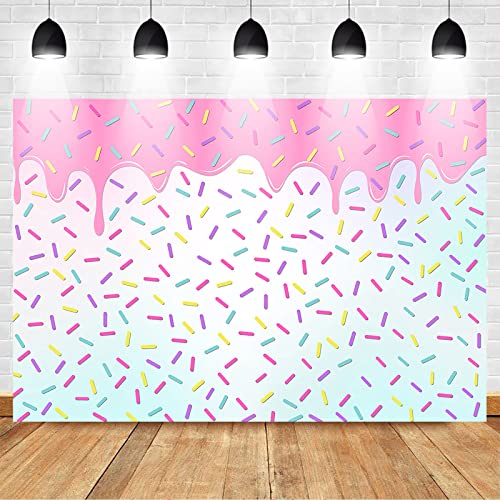 Mocsicka Donut Backdrop Donut Birthday Sweet One Sprinkles Party Decorations Photo Backdrops Donut Grow Up Baby Shower Photography Background (7x5ft)