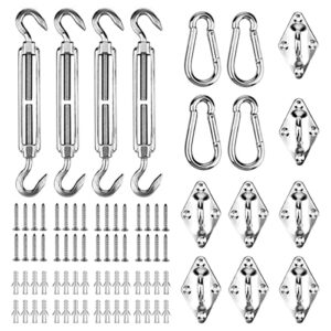 80pcs shade sail hardware kit 6 inch for rectangular triangular sun shade sail installation, 304 stainless steel shade sail hardware for garden courtyard outdoors