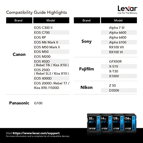 Lexar High-Performance 800x 32GB (2-Pack) SDXC UHS-I Memory Cards, C10, U1, V10, Full-HD & 4K Video, Up to 120MB/s Read, for Point-and-Shoot Cameras, Mid-Range DSLR, HD Camcorder (LSD0800032G-B2NNU)