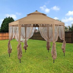 garden winds replacement canopy for the hampton bay solar hexagon gazebo – standard 350 – beige