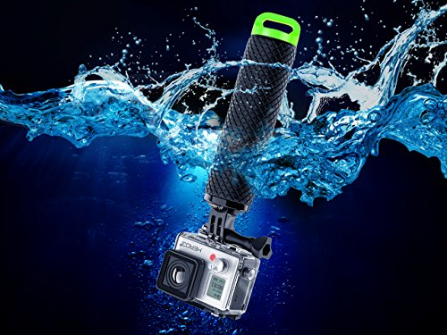 Waterproof Floating Hand Grip Compatible with GoPro Hero 11 10 9 8 7 6 5 4 3+ 2 1 Session Black Silver Camera Handler & Handle Mount Accessories Kit & Water for Water Sport and Action Cameras (Green)