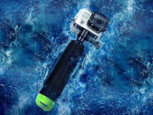 Waterproof Floating Hand Grip Compatible with GoPro Hero 11 10 9 8 7 6 5 4 3+ 2 1 Session Black Silver Camera Handler & Handle Mount Accessories Kit & Water for Water Sport and Action Cameras (Green)