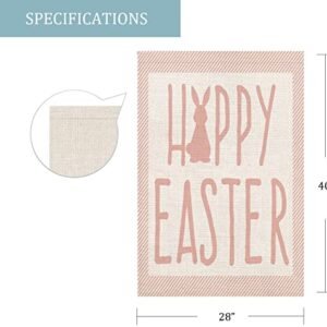 Easternproject Happy Easter Rabbit House Flag Double Sided Pink White Stripes Easter Bunny Burlap Garden Flags Spring Rustic Farmhouse Yard Outdoor Decoration 28x40 Inch