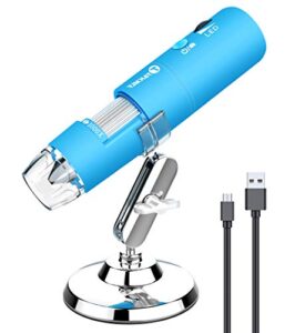 wireless digital microscope handheld usb hd inspection camera 50x-1000x magnification with stand compatible with iphone, ipad, samsung galaxy, android, mac, windows computer (blue)