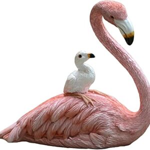 Pink Flamingo and Egret Garden Statues Sculptures, Mini Pink Flamingo Lawn Ornaments Tabletop Statue Resin Birds Yard Art Outdoor Statue, for Home, Bookshelf Patio