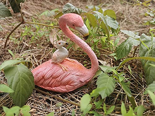 Pink Flamingo and Egret Garden Statues Sculptures, Mini Pink Flamingo Lawn Ornaments Tabletop Statue Resin Birds Yard Art Outdoor Statue, for Home, Bookshelf Patio