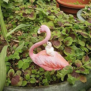 Pink Flamingo and Egret Garden Statues Sculptures, Mini Pink Flamingo Lawn Ornaments Tabletop Statue Resin Birds Yard Art Outdoor Statue, for Home, Bookshelf Patio