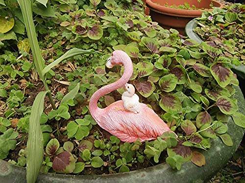 Pink Flamingo and Egret Garden Statues Sculptures, Mini Pink Flamingo Lawn Ornaments Tabletop Statue Resin Birds Yard Art Outdoor Statue, for Home, Bookshelf Patio