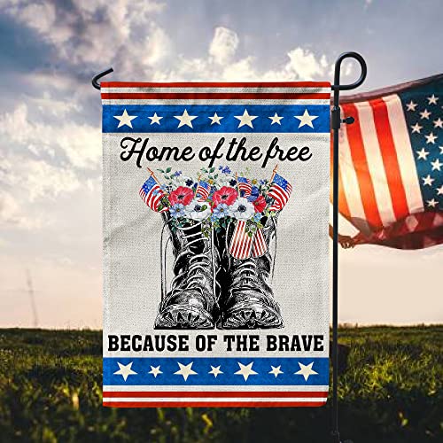 Artsy Woodsy 4th of July Independence Day Decorations God Bless America US Veteran American Soldier Fallen Hero Patriotic Military Burlap Garden Flag 12.5x18" Double-sided All Weather Yard Outdoor (03)