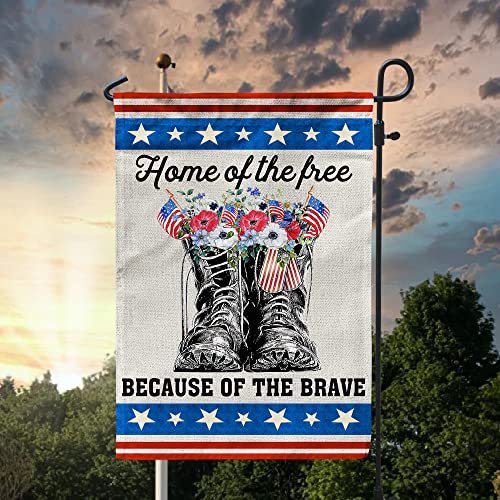 Artsy Woodsy 4th of July Independence Day Decorations God Bless America US Veteran American Soldier Fallen Hero Patriotic Military Burlap Garden Flag 12.5x18" Double-sided All Weather Yard Outdoor (03)