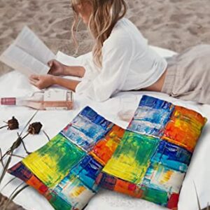 Outdoor Throw Pillow Covers, Colorful Oil Painting Outdoor Waterproof Pillowcases, Pillow Cushions for Patio Furniture Sofa Couch Chairs ( Abstract Art, 20x12inch )