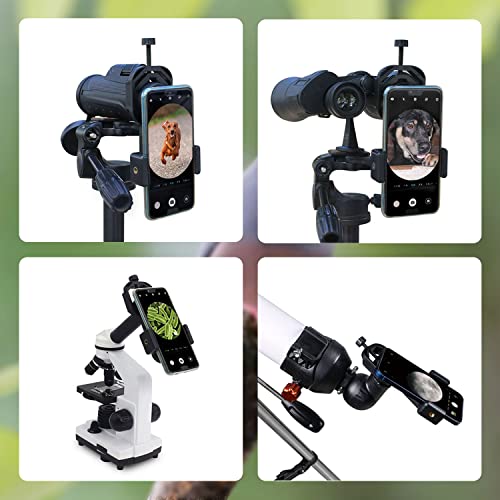 VANKEY Cellphone Telescope Adapter Mount, Universal Phone Scope Mount, Work with for Spotting Scope, Telescope, Microscope, Monocular, Binocular, for iPhone, Samsung, HTC, LG and More