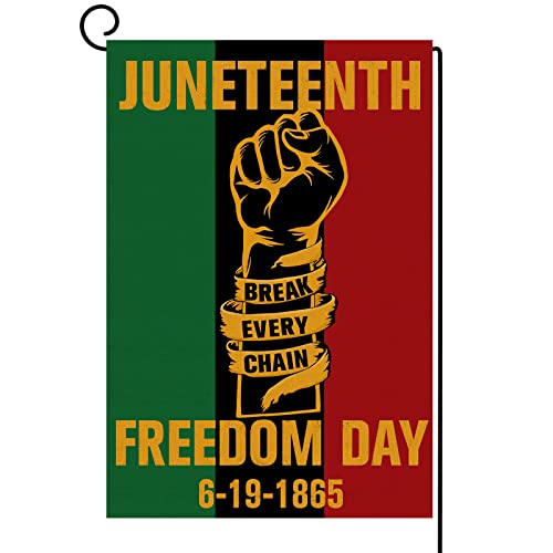 Juneteenth Garden Flag Afro American Freedom Day Celebration Yard Sign June 19 Independence Day Outdoor Lawn Decoration 12.5×18''