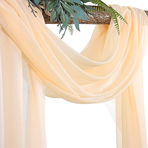 PARTISKY Wedding Arch Draping Fabric, 1 Panel 28" x 19Ft Champagne Backdrop Curtain Wedding Arch Decorations Ceiling Drapes for Wedding Ceremony Party Ceiling Decor