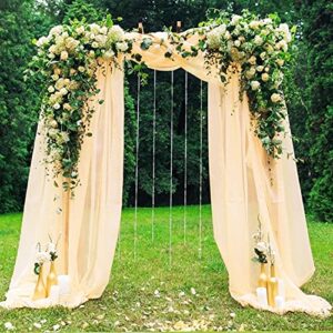 PARTISKY Wedding Arch Draping Fabric, 1 Panel 28" x 19Ft Champagne Backdrop Curtain Wedding Arch Decorations Ceiling Drapes for Wedding Ceremony Party Ceiling Decor