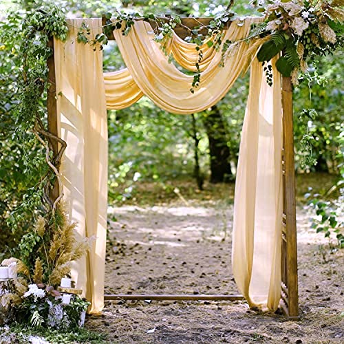 PARTISKY Wedding Arch Draping Fabric, 1 Panel 28" x 19Ft Champagne Backdrop Curtain Wedding Arch Decorations Ceiling Drapes for Wedding Ceremony Party Ceiling Decor