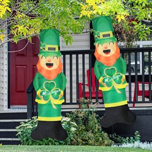 2pcs st. patrick’s day windsocks decorations, leprechaun shamrock outdoor hanging wind sock for tree lawn garden yard decor, irish lucky clover windsock flags for st. patrick’s day outdoor decorations