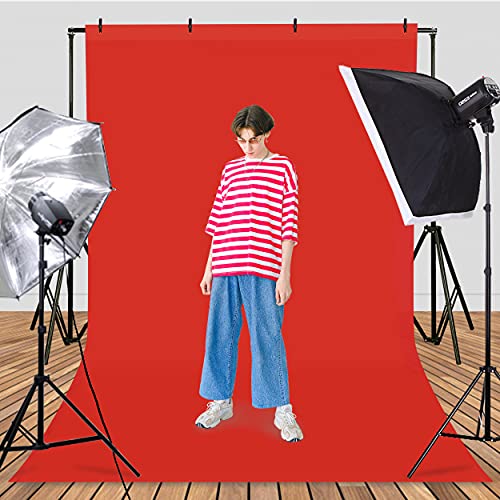 TRLYC Red Background Backdrop - 8.5x10FT Backdrop Background for Photography Red Photo Booth Backdrop for Photoshoot Photography Background Screen Video Recording Parties Curtain,4 x Backdrop Clips