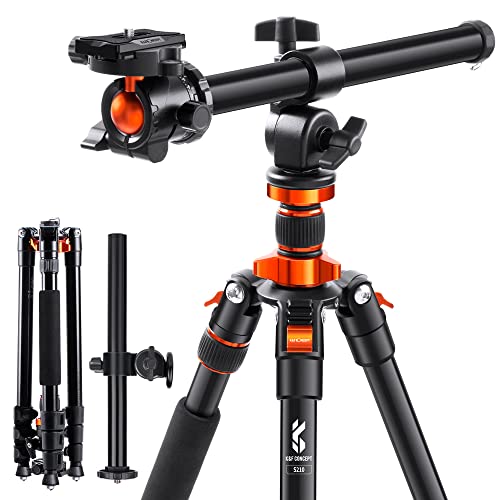 K&F Concept 78 inch DSLR Camera Tripods with Magnesium Alloy Rotatable Multi-Angle Center Column,Load Capacity up to 22lbs/10kg K234A7+BH-28L+Extension Arm Kits