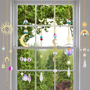 sun catchers indoor window, 6pieces crystal suncatcher hanging crystals for windows, light catcher window crystals ball prism rainbow maker pendants for garden christmas wedding party decoration