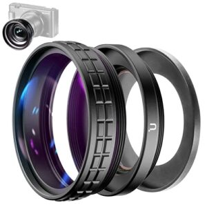 ulanzi creative zv-1 wide angle/macro additional lens 52mm diameter compatible with sony zv-1 camera, 2 in 1 extra lens attachment with strong adhesive-back adapter ring mount, wl-1