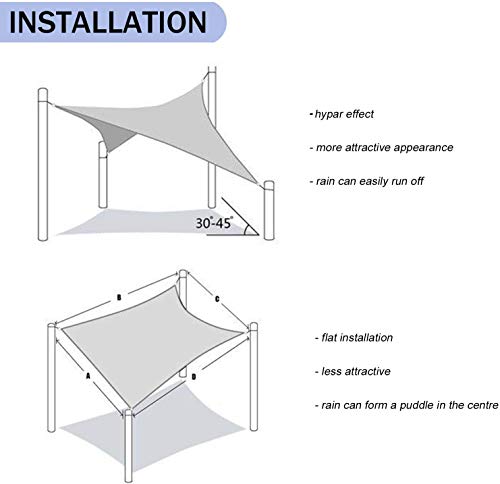 WORKPOINT Rectangle 6'x8' Patio Sun Shade Sail, Shade Sail UV Block Shade Cloth - Sunshade Fabric Awning Shelter for Pergola Backyard Garden Carport (Sand Color)