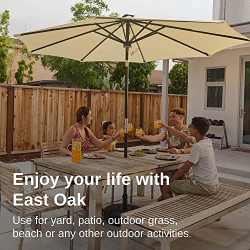 EAST OAK Patio Umbrella, 9 ft Outdoor Table Umbrella with 40 LED Solar Lights of Waterproof and UV 30+ Fade Resistant for Garden, Deck, Backyard, Pool and Beach, Beige