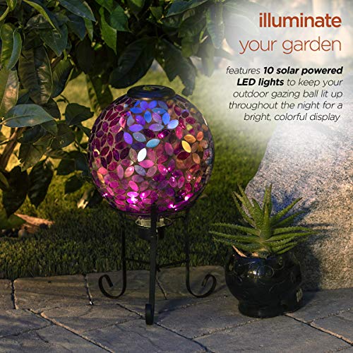 Alpine Corporation GRS122A-SLR Gazing Globe, 10" L x 10" W x 12" H with Stand: 17" H, Purple