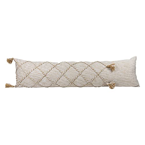 Foreside Home & Garden Tan Braided Accents 12X46 Hand Woven Filled Outdoor Pillow