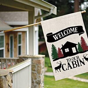 Cabin House Decor Welcome To Our Cabin Garden Flag Cabin Decor Housewarming Gift (Welcome To Our Cabin)