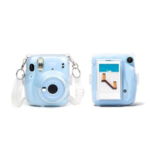 leonuliy mini 11 protective case, film storing box, removable shoulder strap for fujifilm instax mini 11 instant camera, hard pvc, clear.