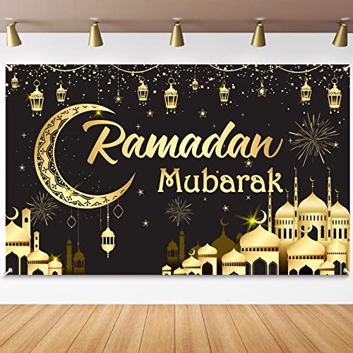 Ramadan Mubarak Party Decorations Eid Mubarak Backdrop for Ramadan Party Supplies Banner Photo Booth Prop